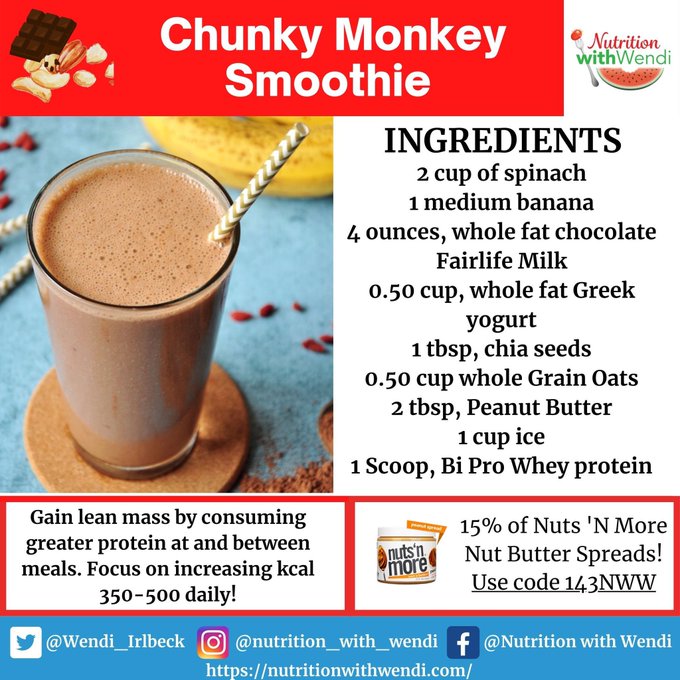 Chunky Monkey (Weight Gain Focused Smoothie) – Nutrition with Wendi